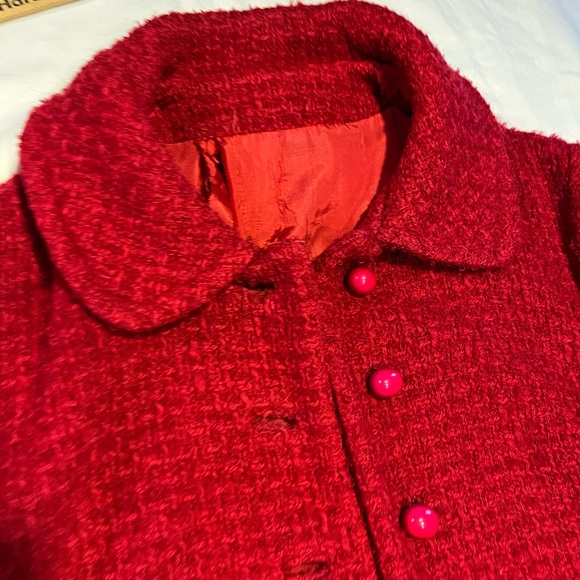 Jackets & Coats | Vintage Womens Cherry Red Coat Button Down With Side ...